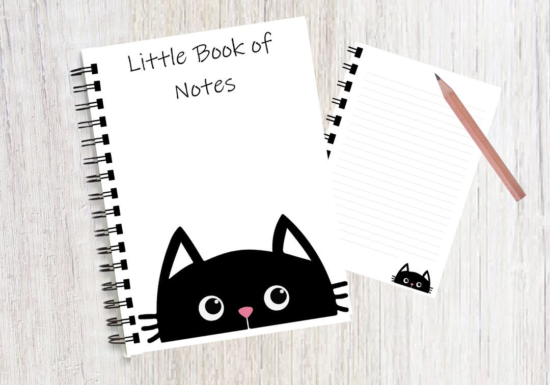 Notebook / Notepad With an Image of a Cute Cat Peering up From the ...