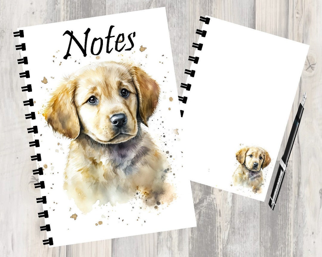Personalised Golden Retriever Puppy Dog Notebook / Notepad With Picture ...