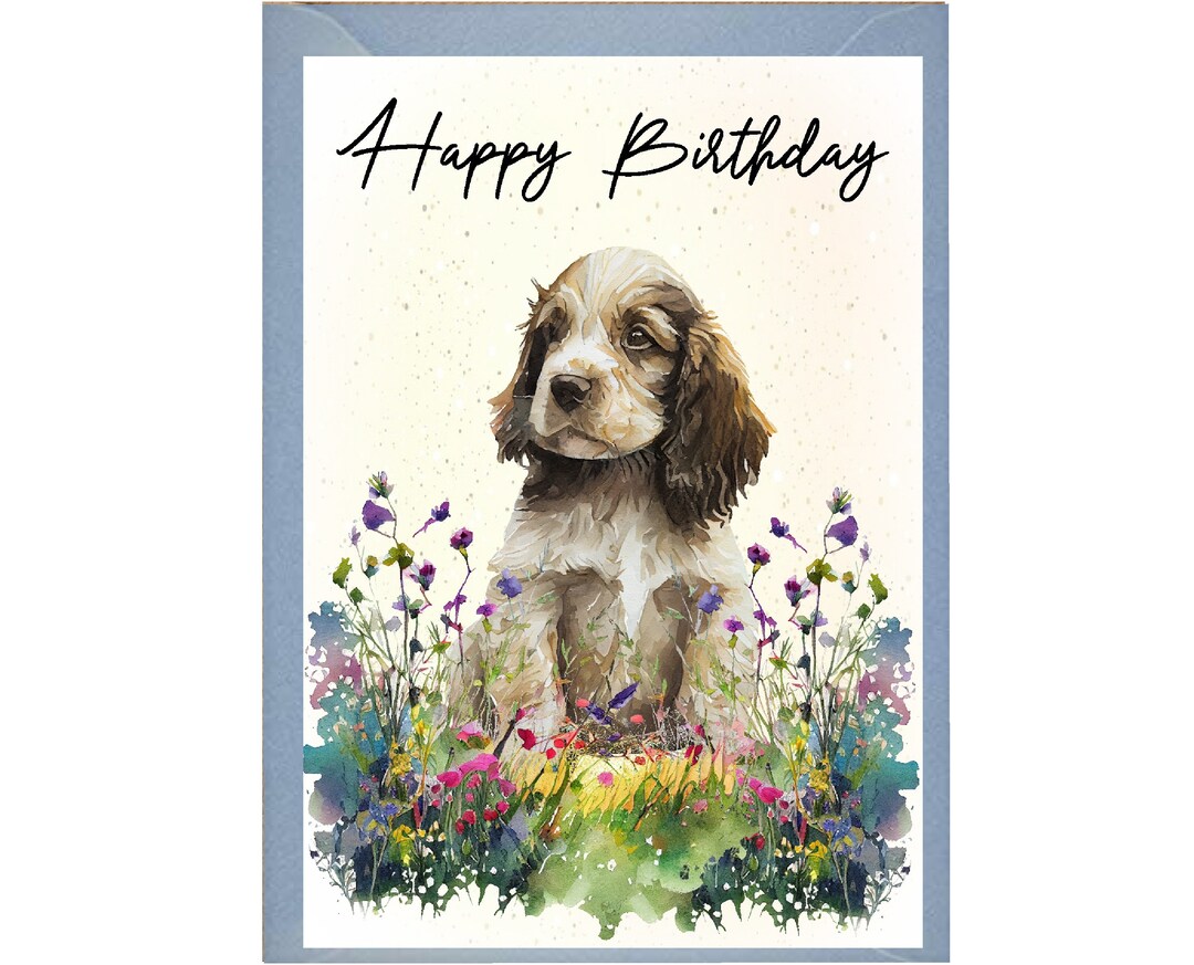 English Cocker Spaniel Dog Birthday Card /notelet (6"x 4") With ...
