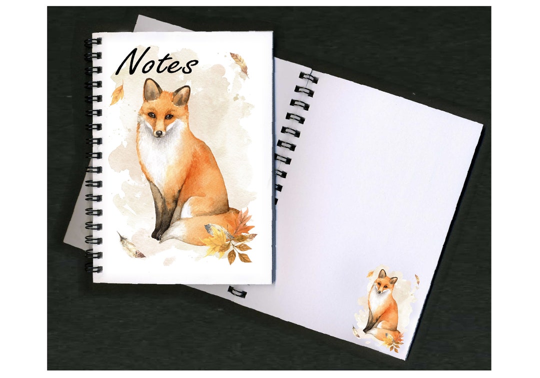 Notebook / Notepad With an Image of a Cute Fox in a Sitting Position. A ...