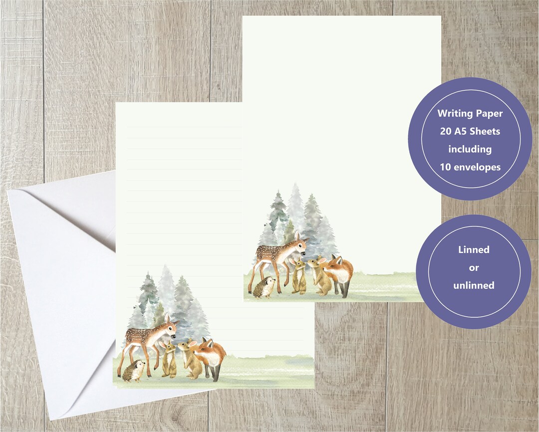 Beautiful Wildlife Writing Paper Featuring a Family of Animals (20 ...