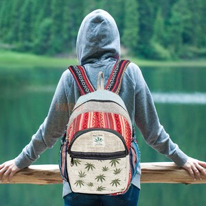 Handmade Natural Antitheft Hemp Backpack, Hemp Printed Small Cute Bag ...