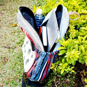 Handmade Natural Antitheft Hemp Backpack, Hemp Printed Small Cute Bag ...