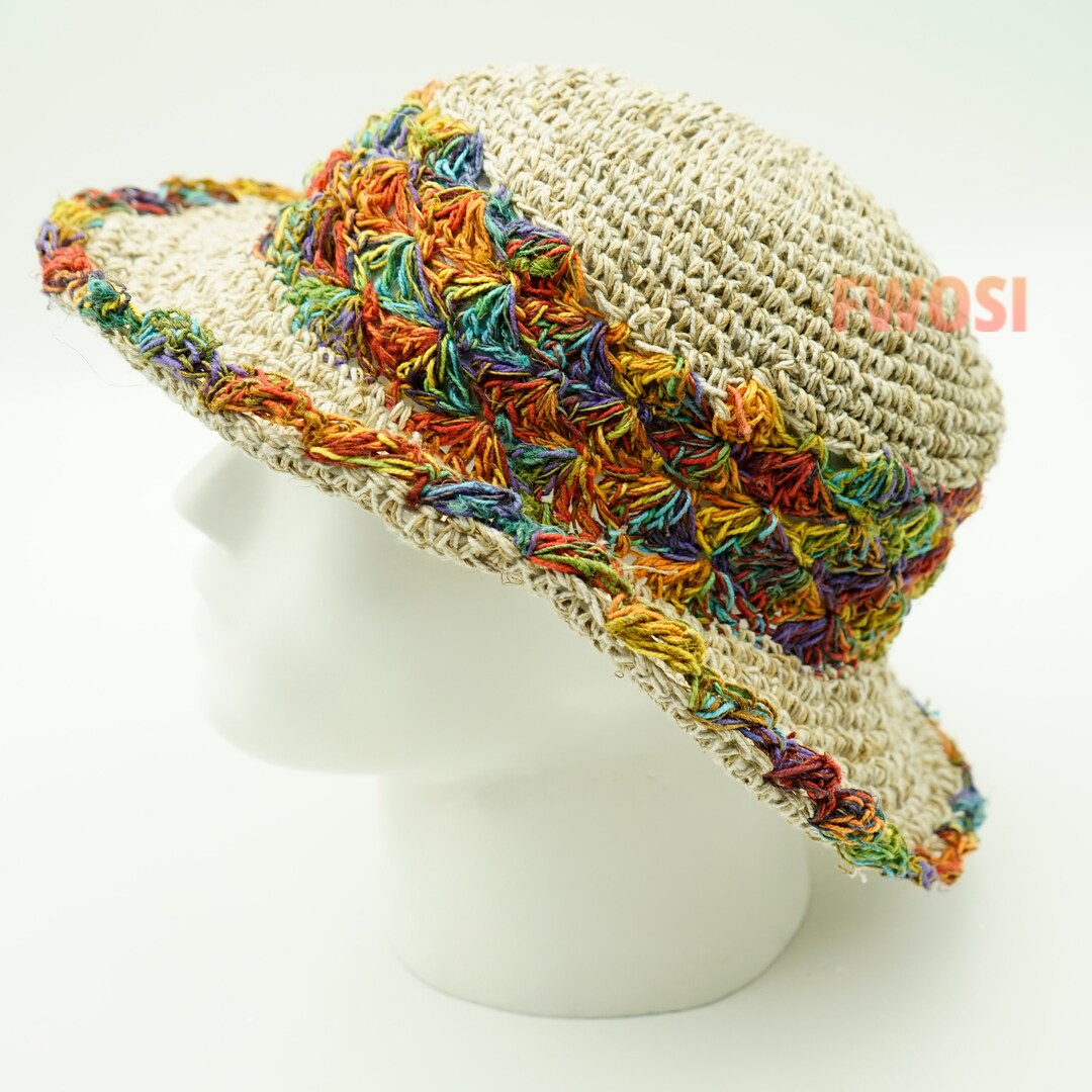 Handmade Colorful Rainbow Crochet Hat, Beautiful Multi-color Applique ...