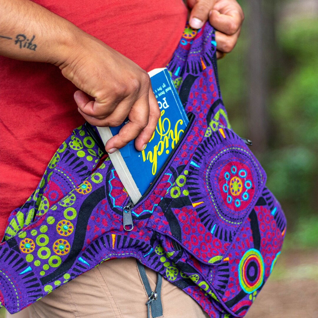 Neon Green and Purple Aesthetic Fanny Pack, Modern Mandala Cross Body ...