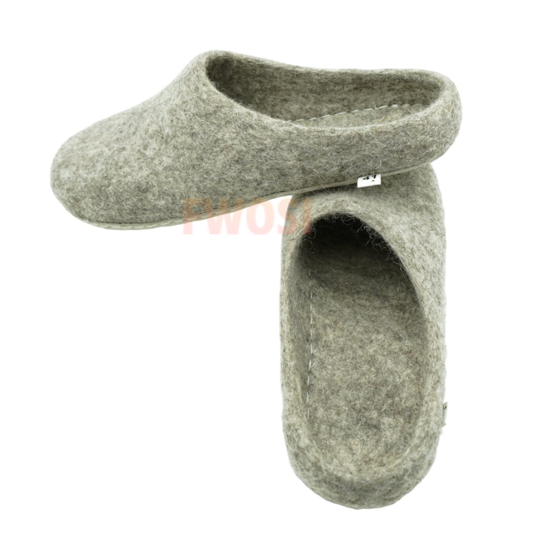Felt Wool Unisex Slippers Handknitted From Organic Wool With Suede Sole ...