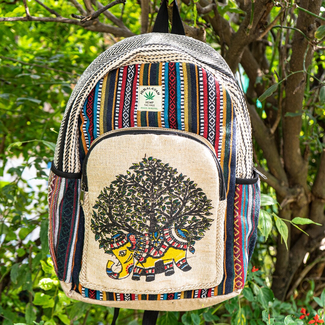 Natural Eco-friendly Elephant Print Backpack-handmade Unisex Back to ...