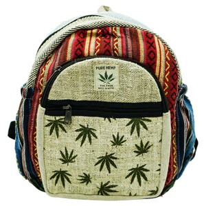 Handmade Natural Antitheft Hemp Backpack, Hemp Printed Small Cute Bag ...