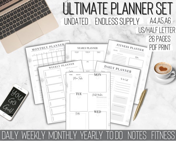 Minimalist Printable Planner Daily Weekly Monthly Yearly | Etsy