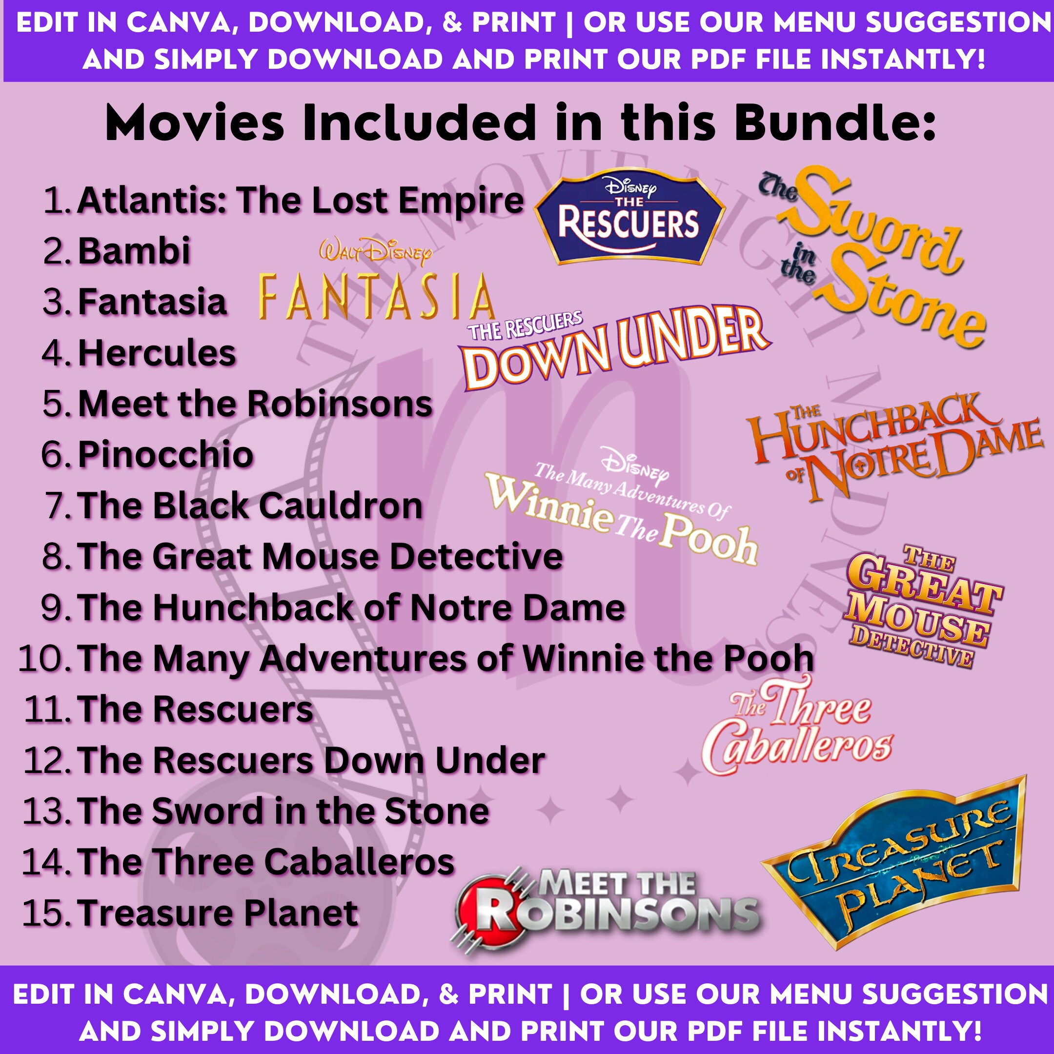 NEW! 15 Editable Mystery OLDIES but GOODIES Dinner and Movie Menus ...