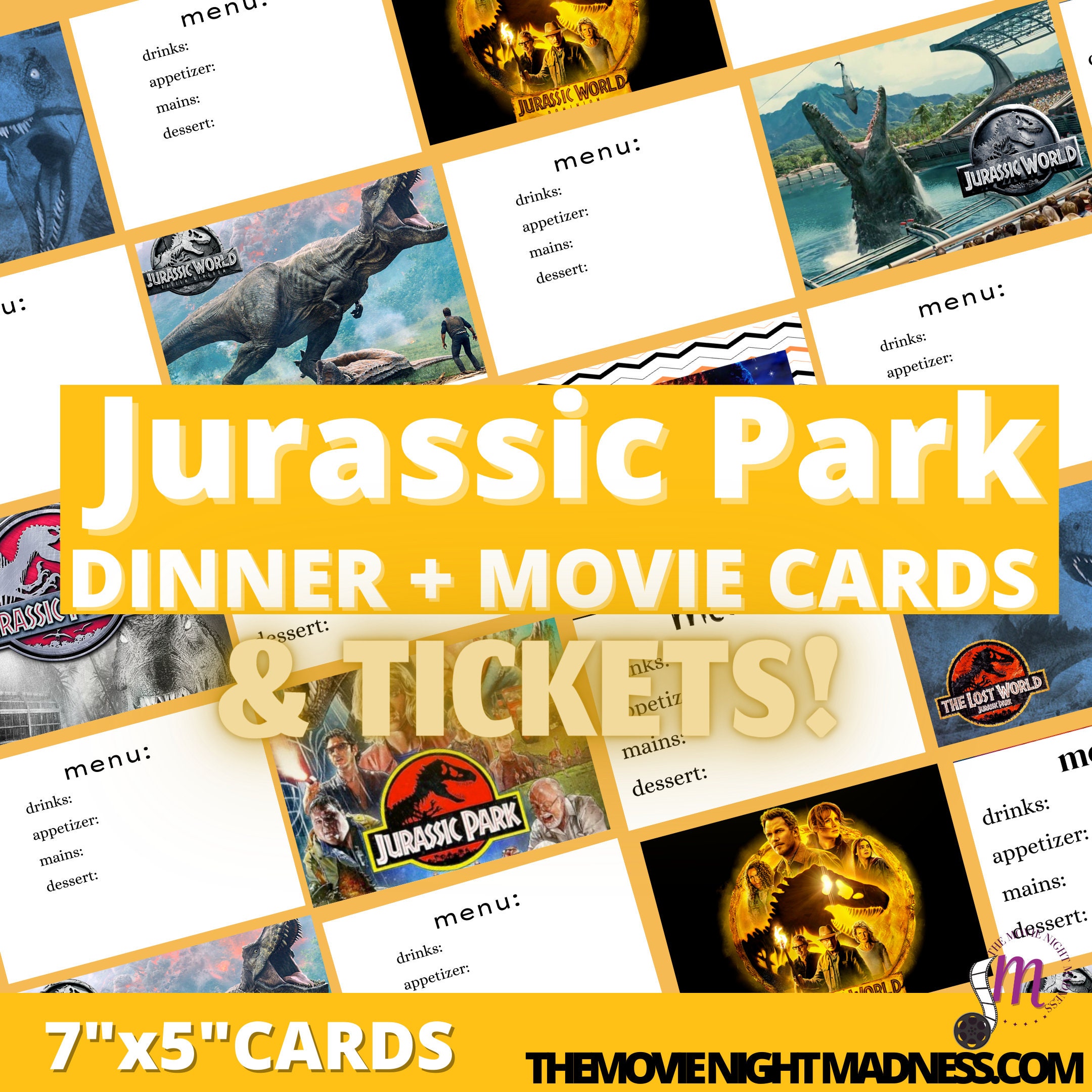 6 Mystery Dinner and Movie Printable Cards, Tickets and Menus Included ...