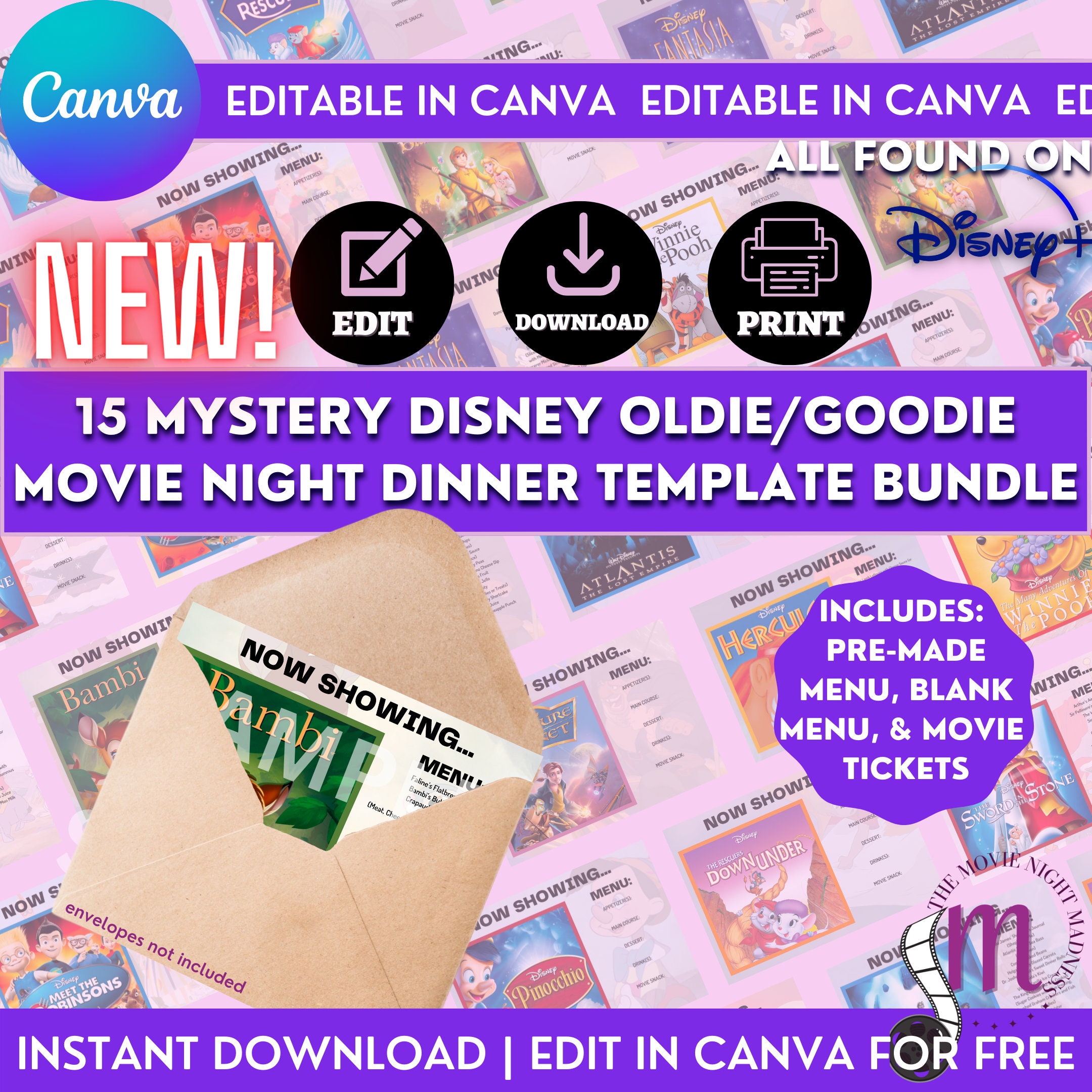 NEW! 15 Editable Mystery OLDIES but GOODIES Dinner and Movie Menus ...