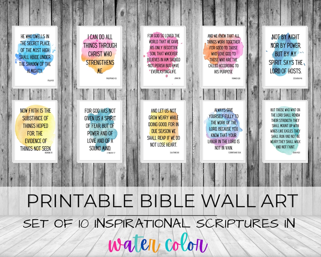 Scripture Wall Art Printable Wall Art Set of 10 Christian - Etsy