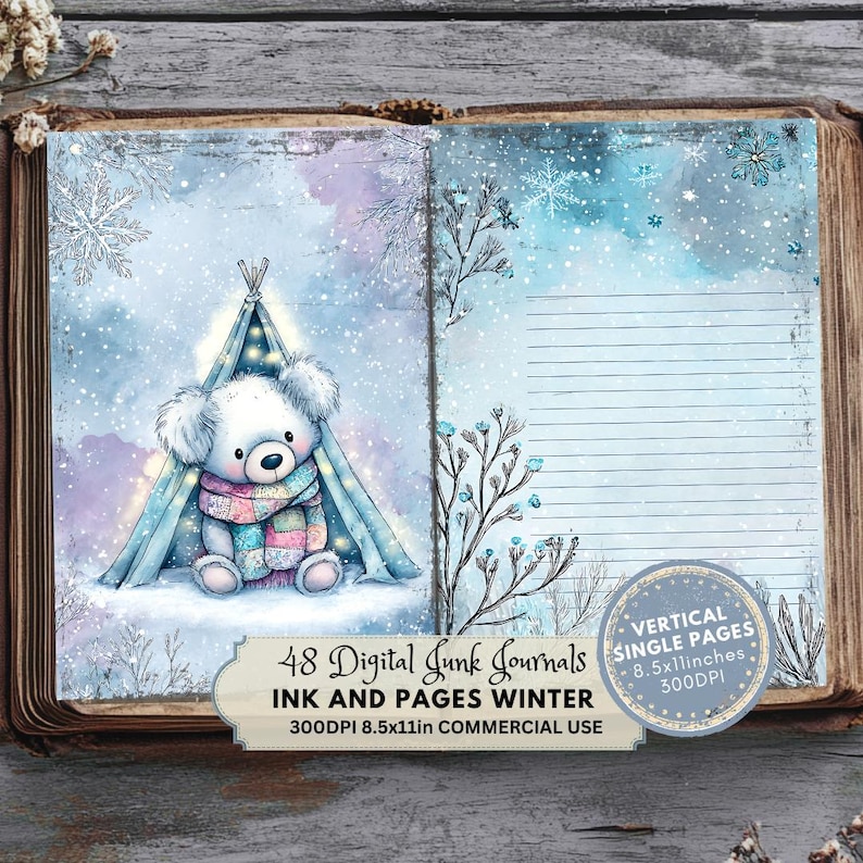 Winter Wonderland Junk Journal Kit: Blue Christmas Digital Scrapbook ...