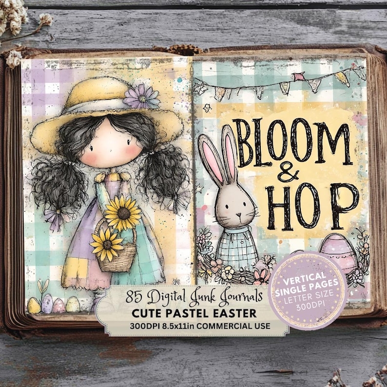 Pastel Easter Junk Journal Kit: Vintage Bunny, Eggs Ephemera (digital ...
