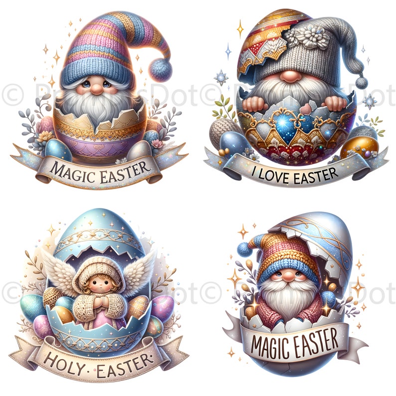 Easter Eggs & Gnomes Clipart, Spring PNG (digital Download - Etsy