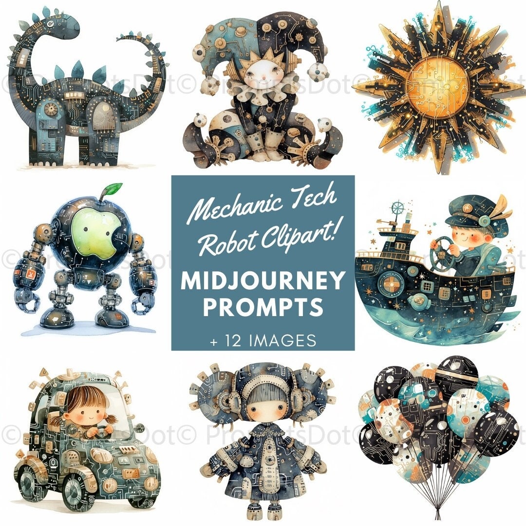 Midjourney Prompts for Cute Robots Clipart, Midjourney Characters ...