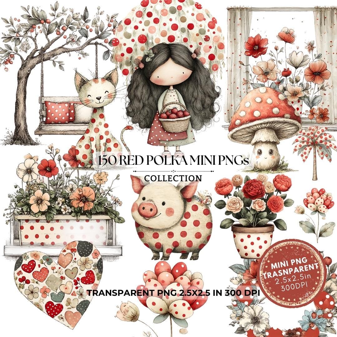 Red Polka Dots Clipart: Polka Dot PNG Clip Art (digital Download, 2.5x2 ...