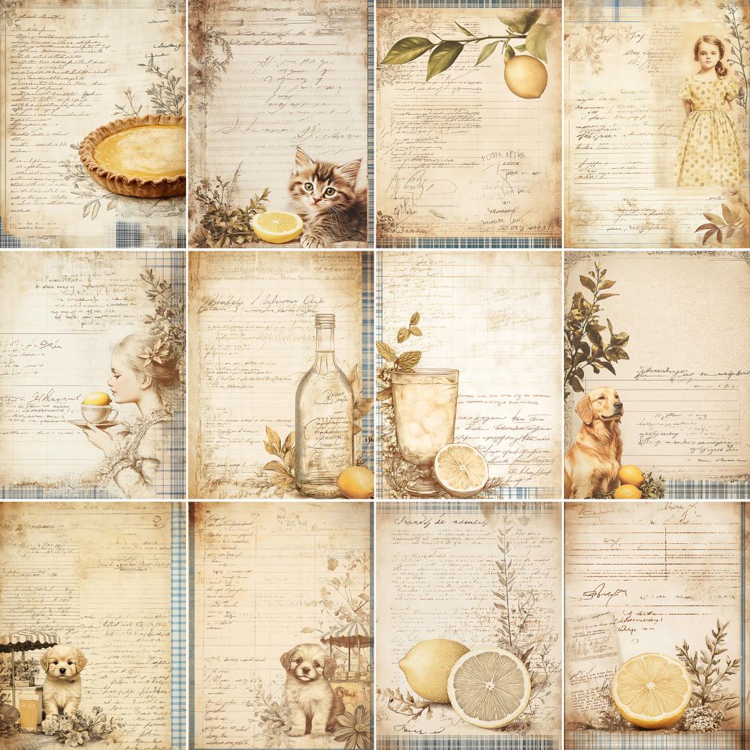 Lemon Junk Journal Kit: Printable Ephemera, Scrapbook Pages (digital ...