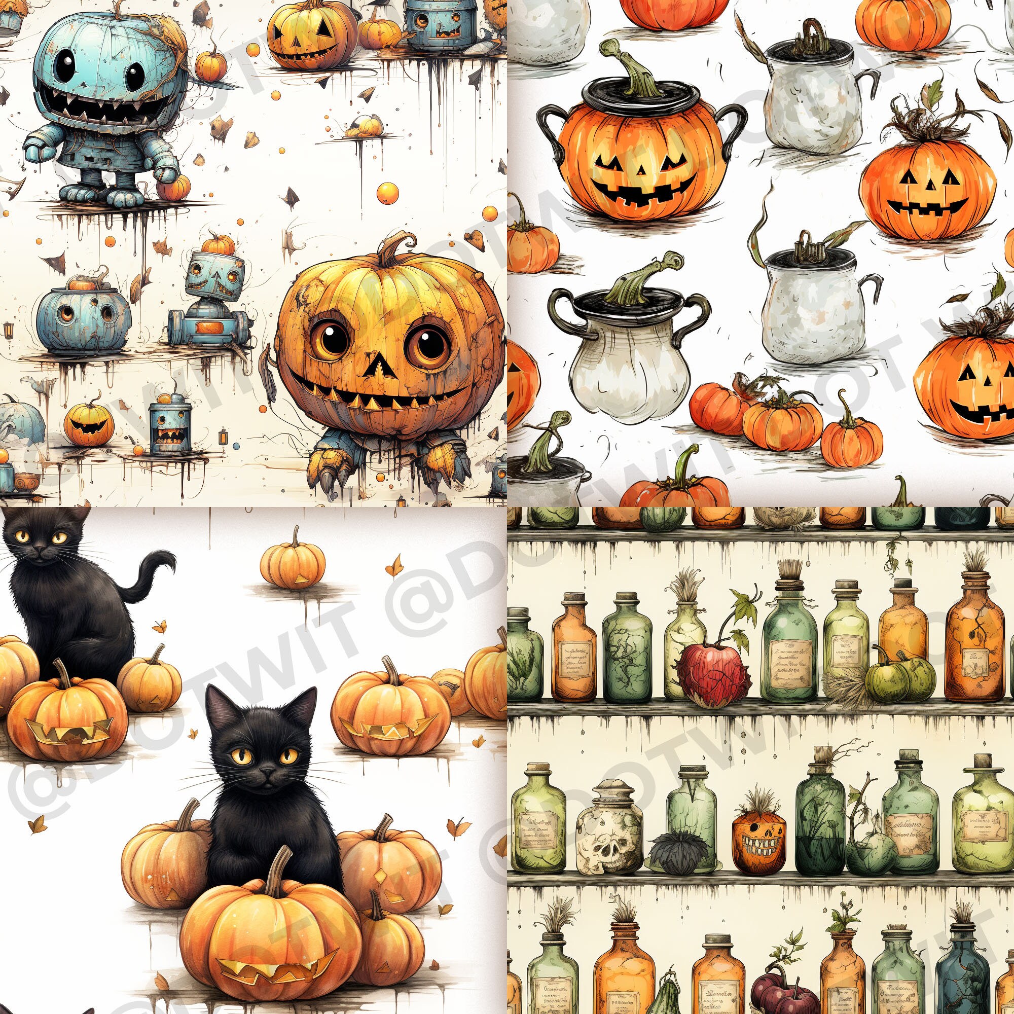 16 Halloween Pattern Seamless Pattern Commercial Use Halloween Digital ...