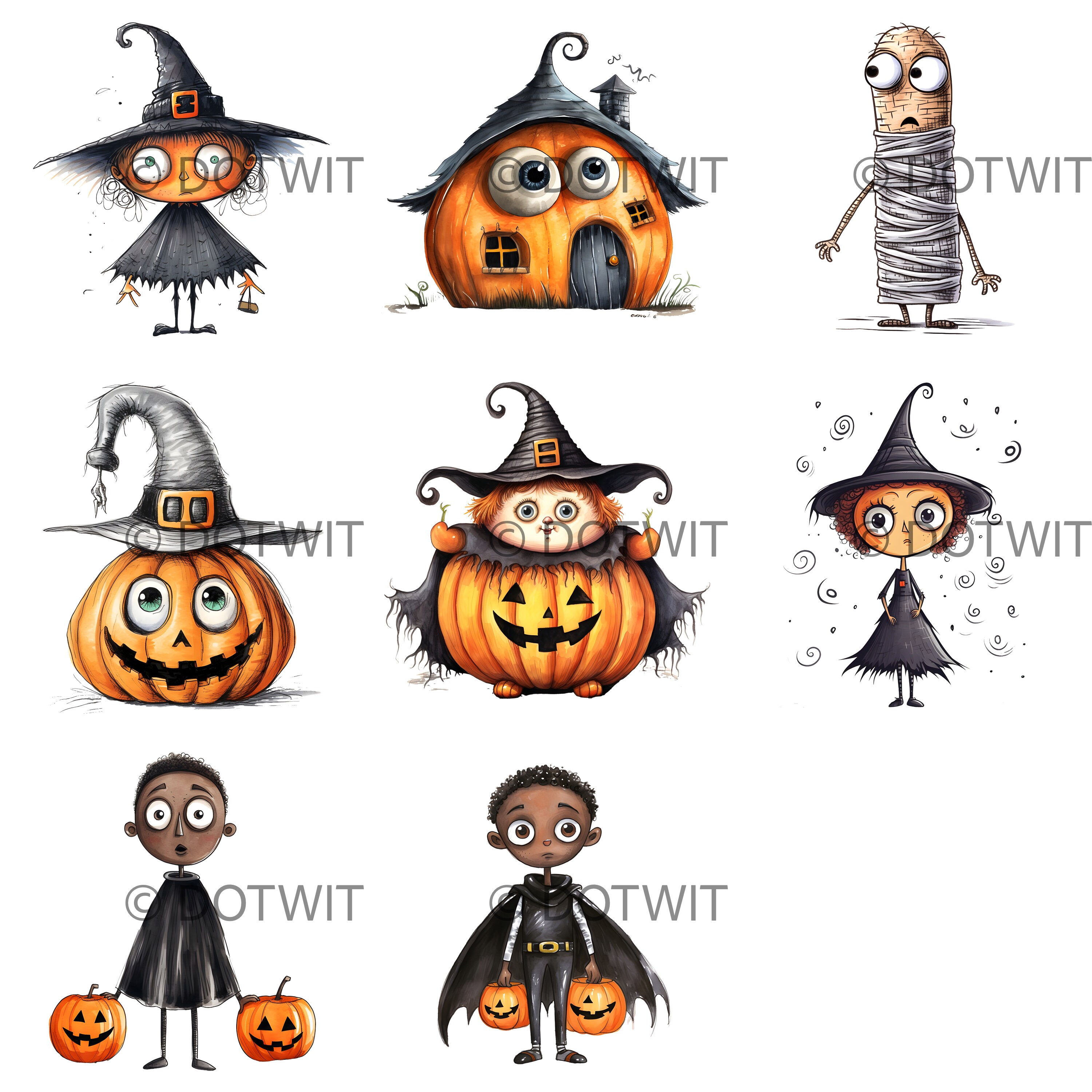 Halloween Clipart, 35 PNG Spooky Characters (instant Download) - Etsy