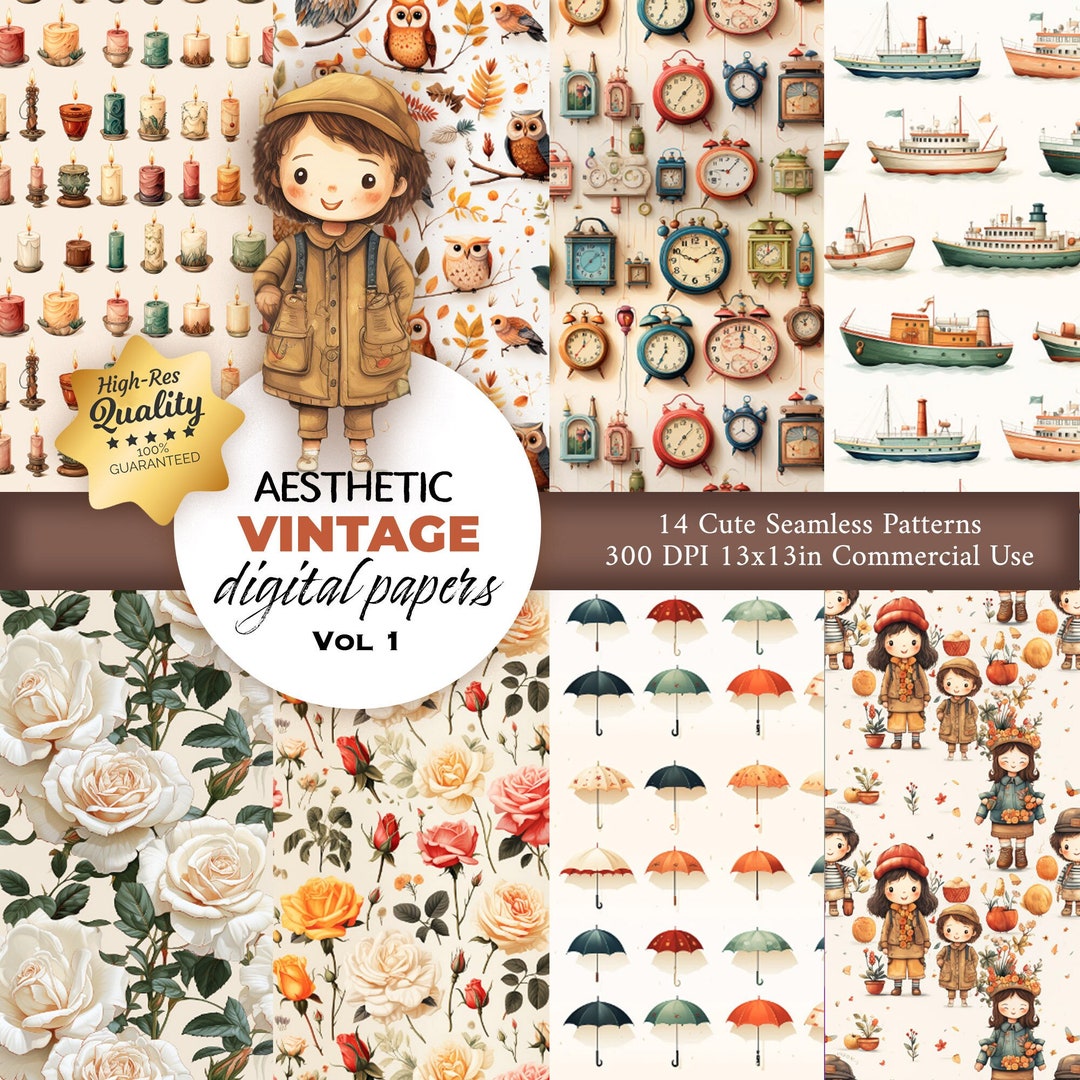 Vintage Floral Digital Paper: Seamless Patterns for Fabrics and ...