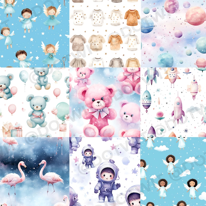 32 Baby Girl Paper, Baby Girl Seamless Digital Paper, Baby Girl Pattern ...