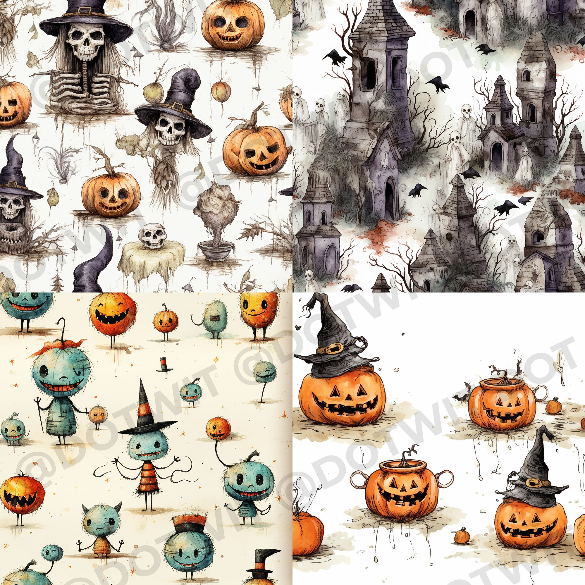 16 Halloween Pattern Seamless Pattern Commercial Use Halloween Digital ...