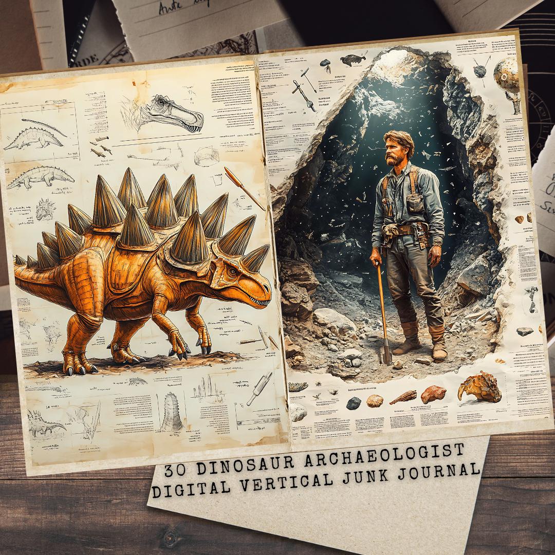 Dinosaur Junk Journal Kit: Vintage Ephemera, Scrapbook Pages (digital ...