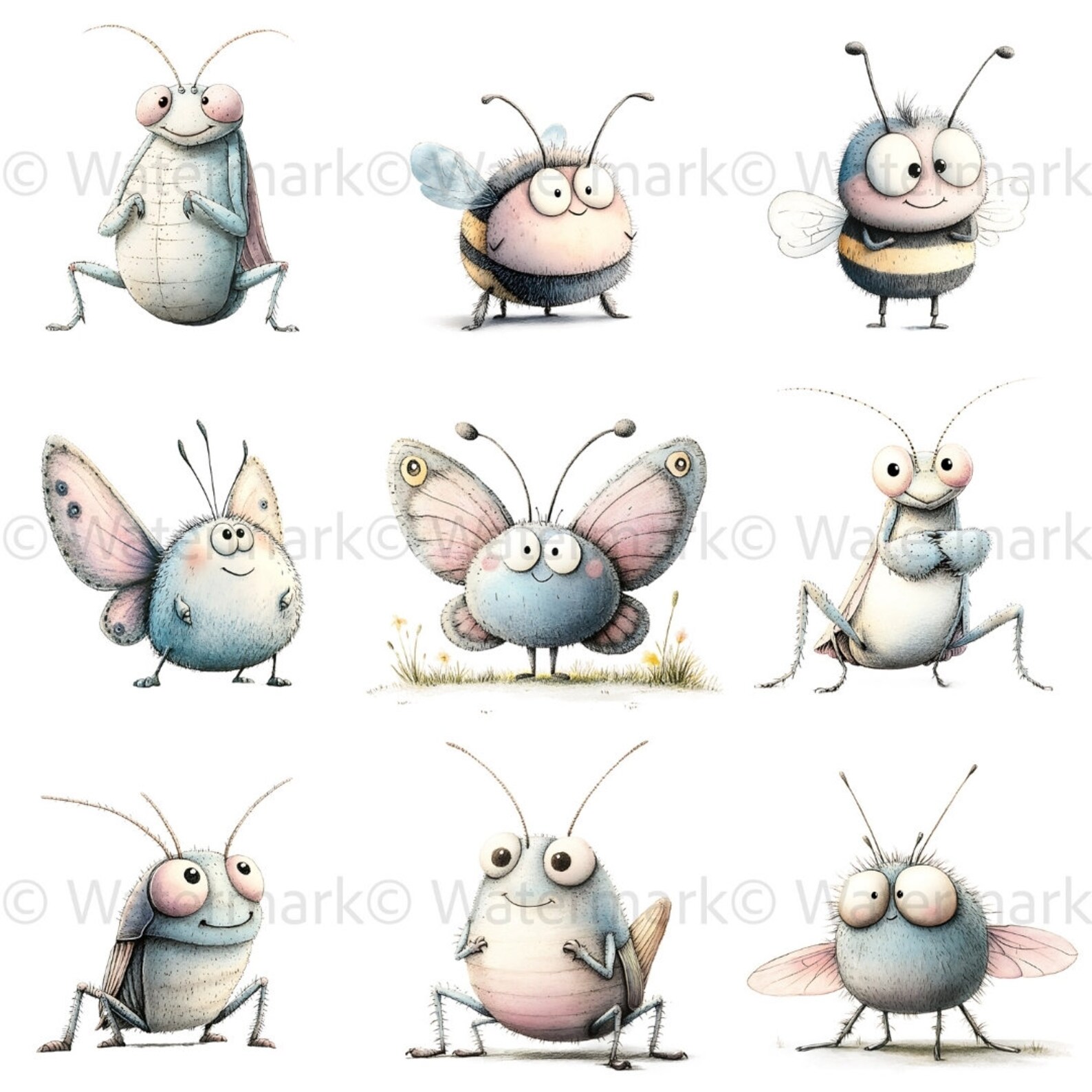 Watercolor Bug Clipart Set: Insect Illustrations Bundle (PNG) - Etsy
