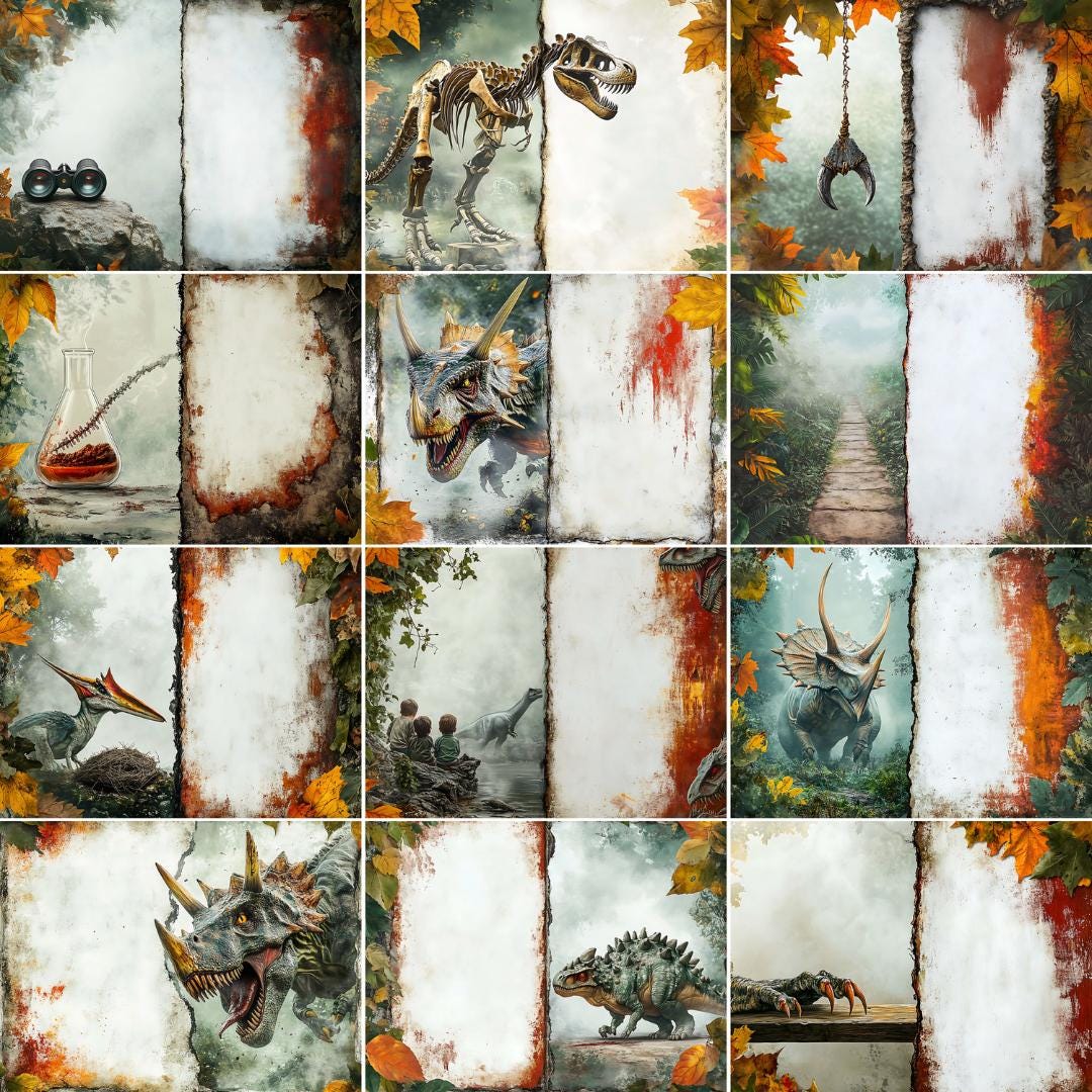 Watercolor Dinosaur Junk Journal Kit: Printable Collage Pages (digital ...