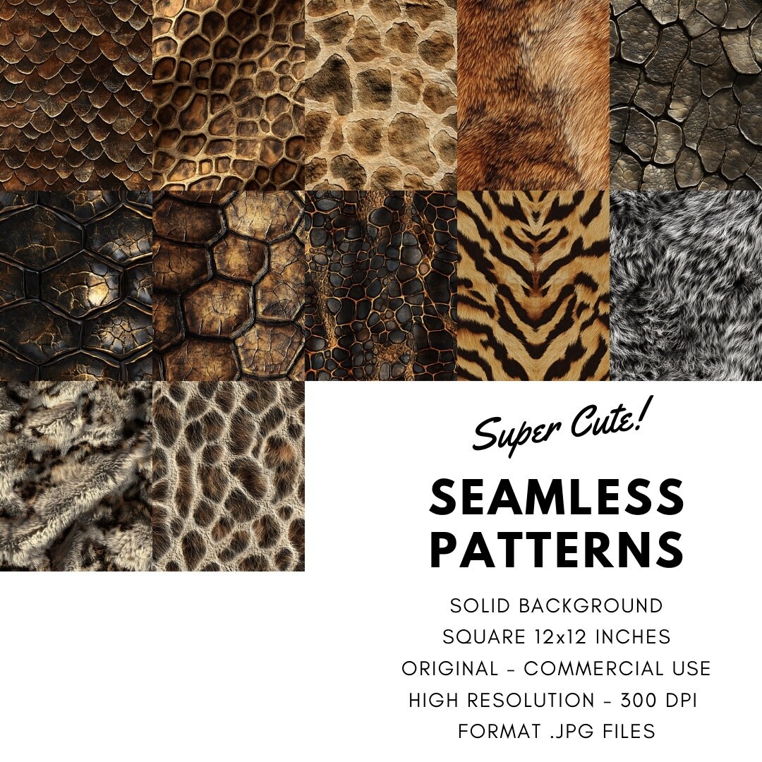 Seamless Animal Print Digital Paper: Fabric & Scrapbook Backgrounds ...