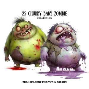 Chubby Baby Zombie Clipart PNG, Cartoon Style for Halloween, Scary Cute ...