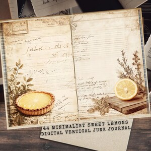 Minimalist Lemon Junk Journal Kit, Printable Ephemera Pages, Digital ...