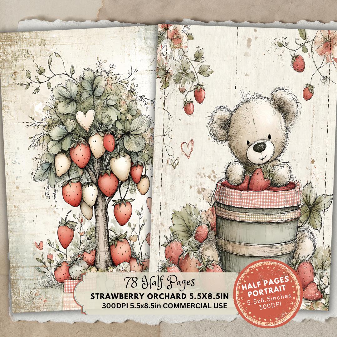 Strawberry Half Pages: Orchard Fruit Printable Vintage Ephemera ...