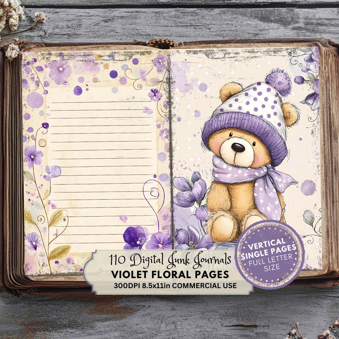 Violet Junk Journal Kit: Purple Floral Printable Ephemera (digital ...