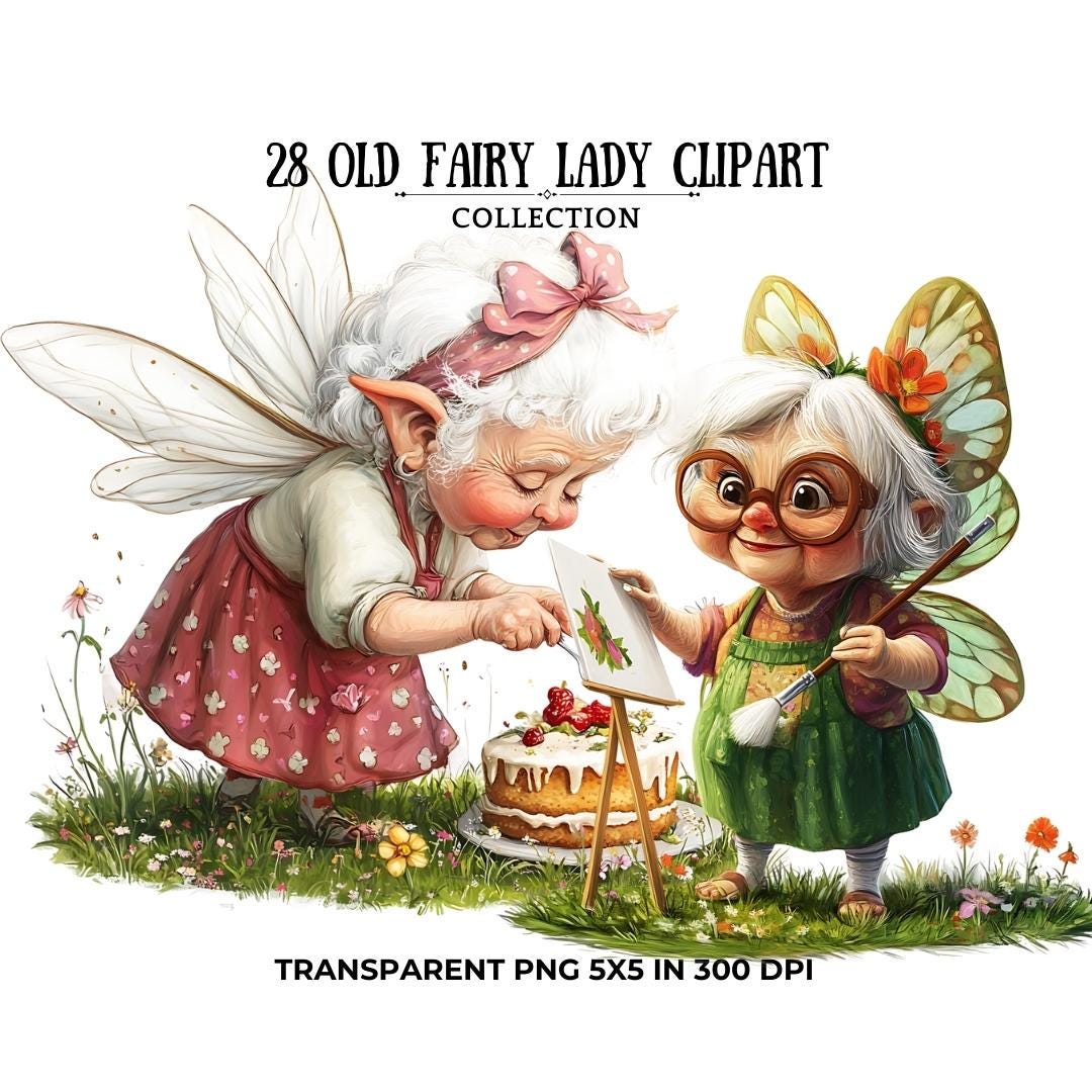 Old Fairy Lady Clipart - Quirky Summer Grandma Images - Fun Vacation ...
