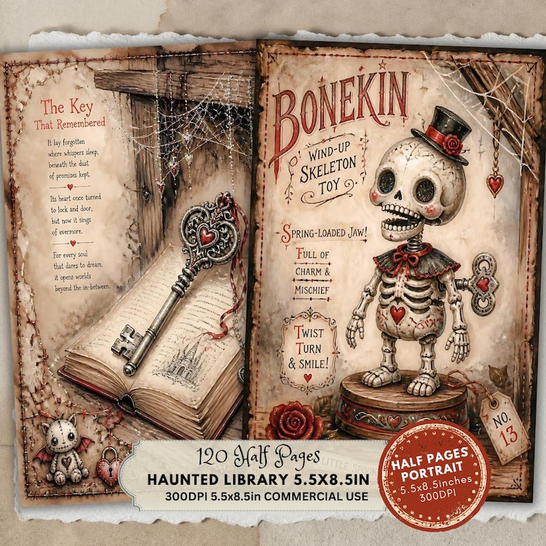 Haunted Library Half Pages, Gothic Halloween Ephemera, Creepy Doll ...