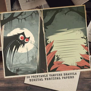 Printable Vampire Papers: Gothic Halloween Ephemera (digital Download ...