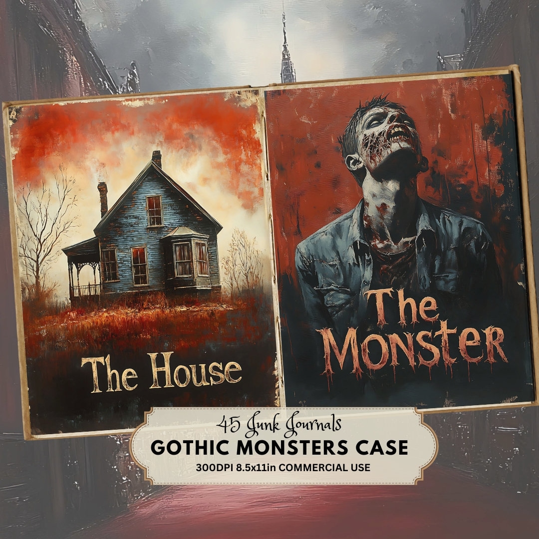Vintage Gothic Horror Junk Journal Kit: Haunted House & Monsters ...