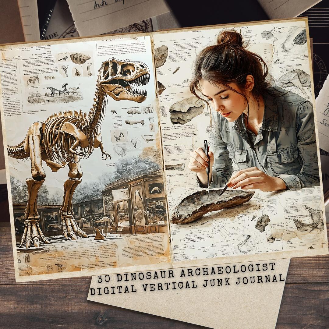 Dinosaur Junk Journal Kit: Vintage Ephemera, Scrapbook Pages (digital ...