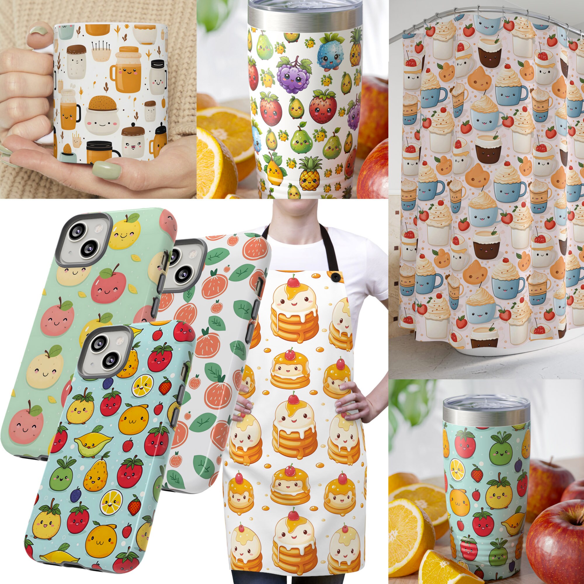 20 Kawaii Food Pattern - Fruits Seamless Pattern - Fruits Digital Paper ...
