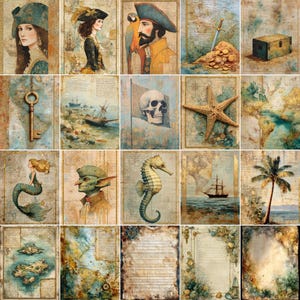 Treasure Map Junk Journal Kit: Vintage Pirate Ephemera, Nautical ...