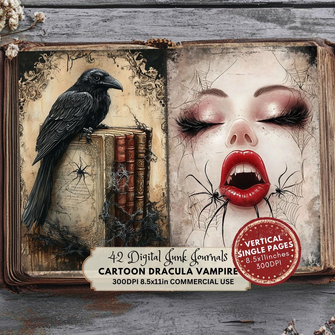 Cute Printable Junk Journal Vampire Papers, Halloween Digital Kit ...