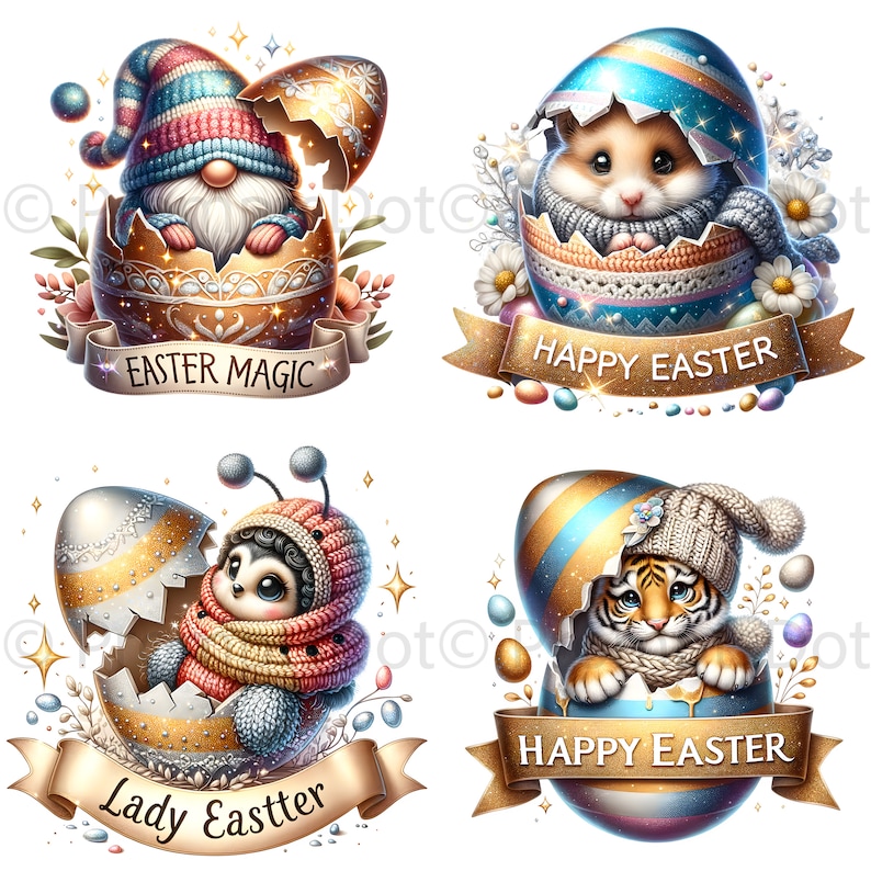 28 Cute Easter Eggs Clipart, Easter Clipart, Easter Digital Download, Easter Illustrations ...