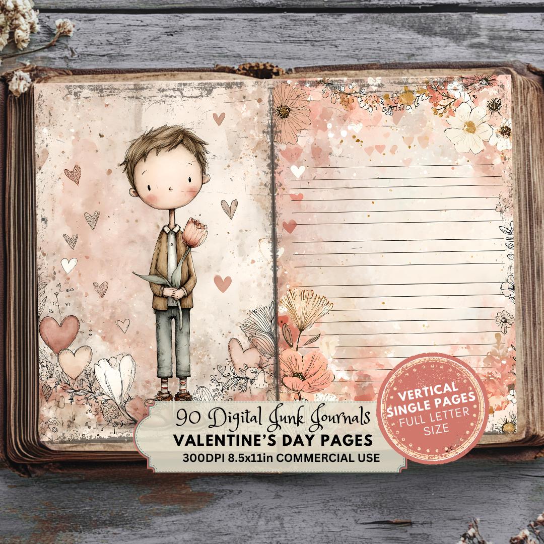 Valentines Day Junk Journal: Love Printable Vintage Ephemera (digital ...