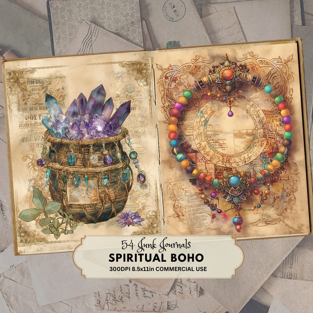 Boho Bohemian Ephemera for Junk Journals Kit, Dreamcatcher, Vintage ...