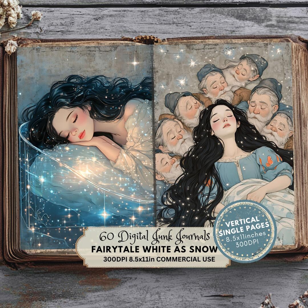 White as Snow Junk Journal Kit: Fairytale Ephemera, Fantasy Printable ...