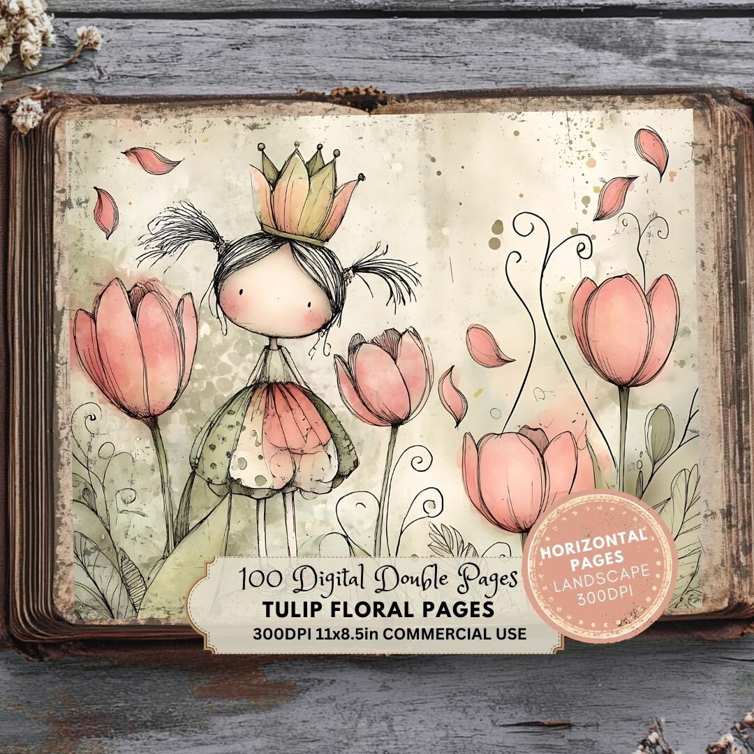 Tulip Pages: Watercolor Flowers Background Crafting Paper (LANDSCAPE ...