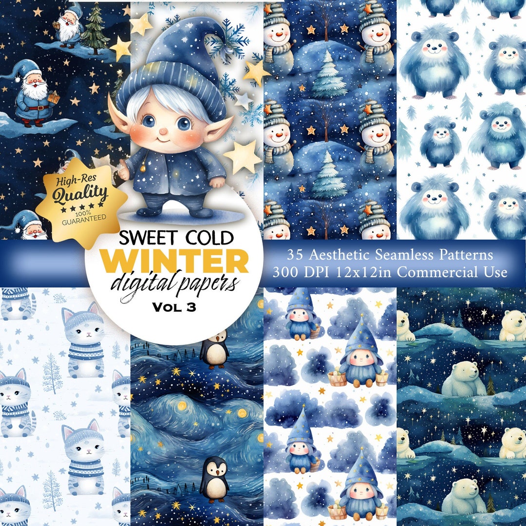 Winter Seamless Pattern: Christmas Snow Digital Paper (12x12 Inches) - Etsy